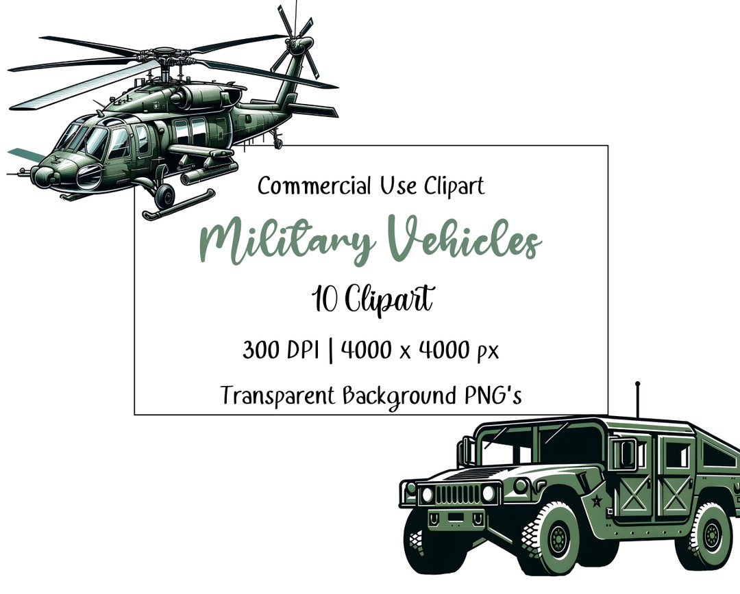 Military Vehicles Clipart Pack, 10 High-quality Png's, Patriotic ...