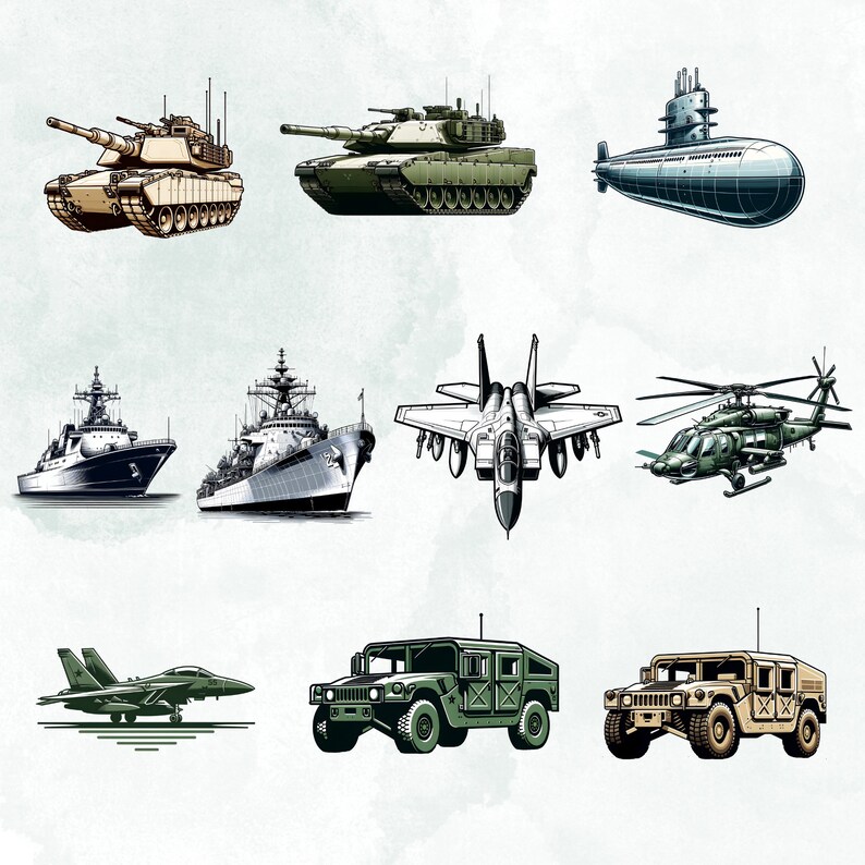 Military Vehicles Clipart Pack, 10 High-quality Png's, Patriotic ...
