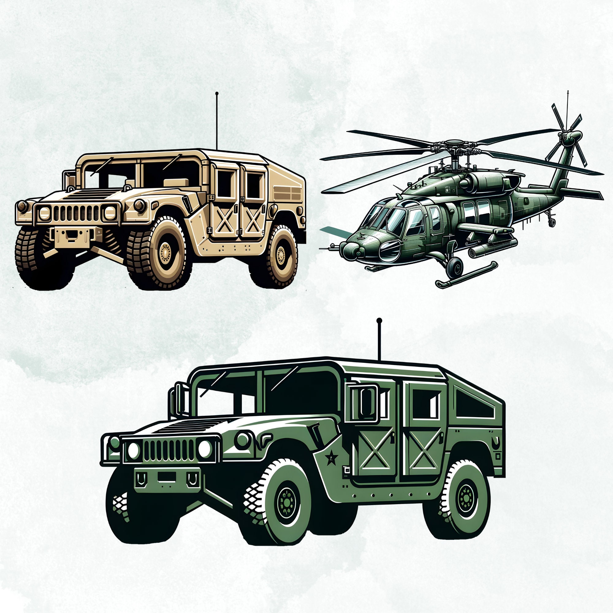 Military Vehicles Clipart Pack, 10 High-quality Png's, Patriotic Clipart, Instant Digital ...