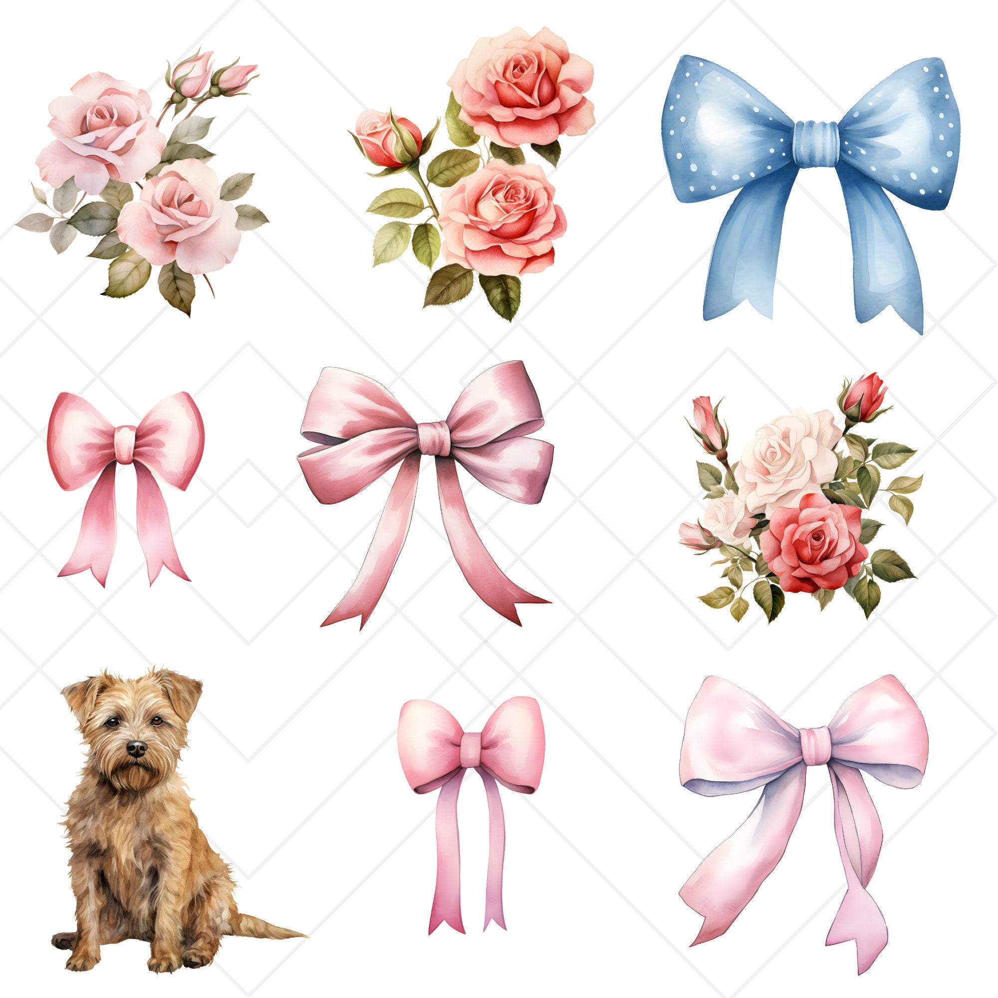 Coquette Png, Aesthetic Cottagecore Design, Pink and Blue Bows, Vintage ...