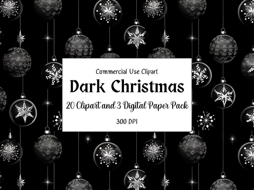 20 Dark Christmas Clipart PNG, Gothic Holiday Clipart and Seamless ...