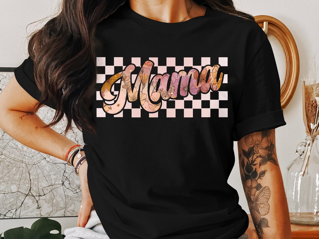 Floral Checkerboard Retro Mama SVG PNG, Mama Sublimation Design, Floral ...