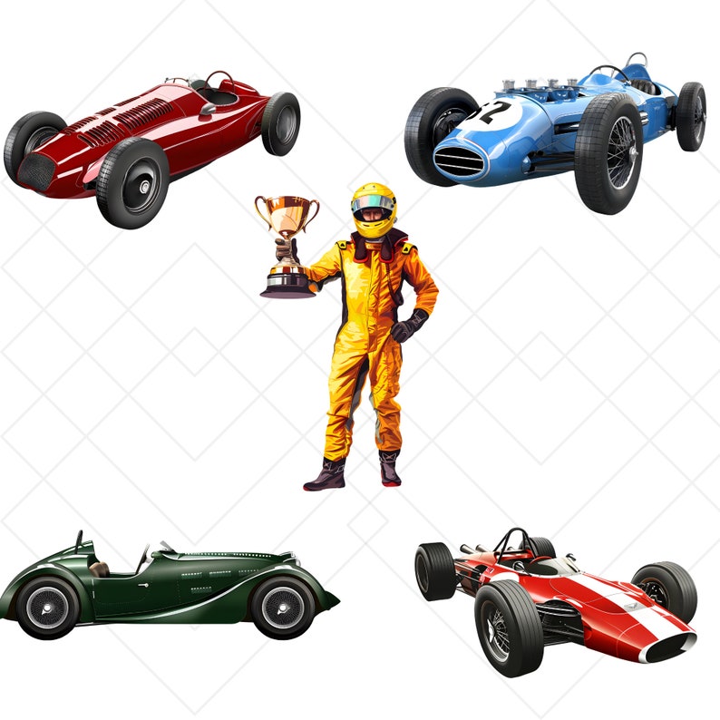 Race Car Clipart, Transparent Backgrounds, 15 PNG Bundle, Commercial ...