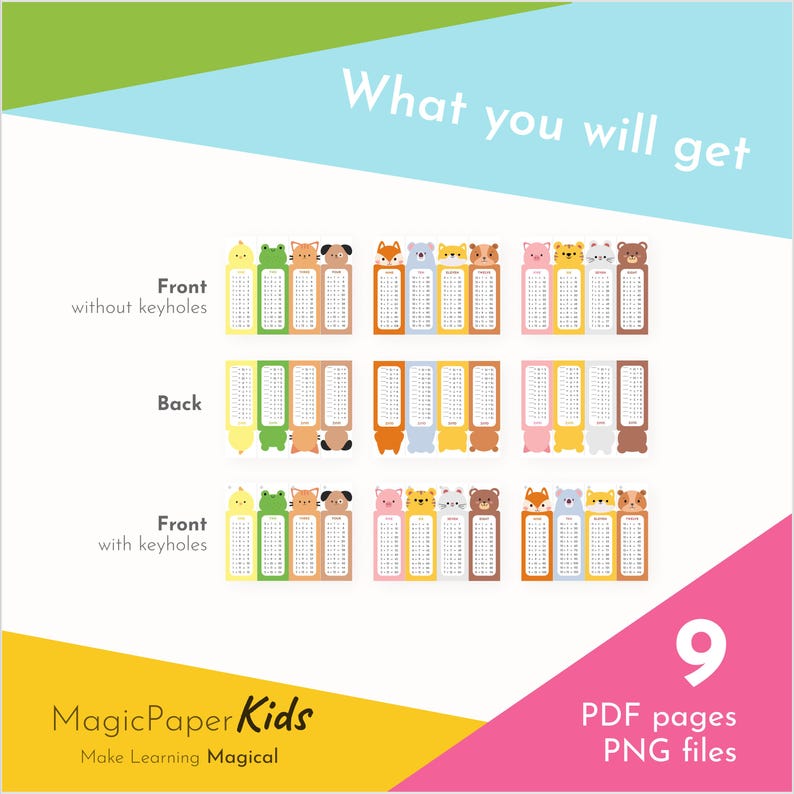 Multiplication Bookmarks Printable | Times Tables 1–12 | Cute Animal ...