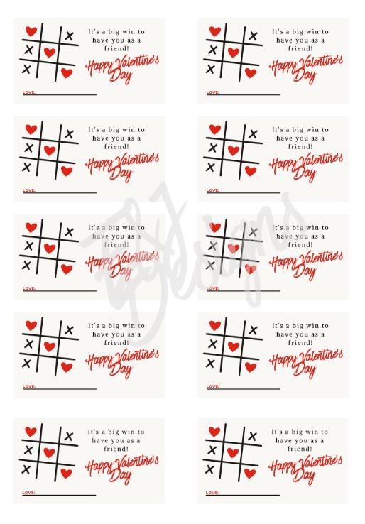 Printable Valentine Gift Tags | Tic Tac Toe Friend Tags | Instant ...
