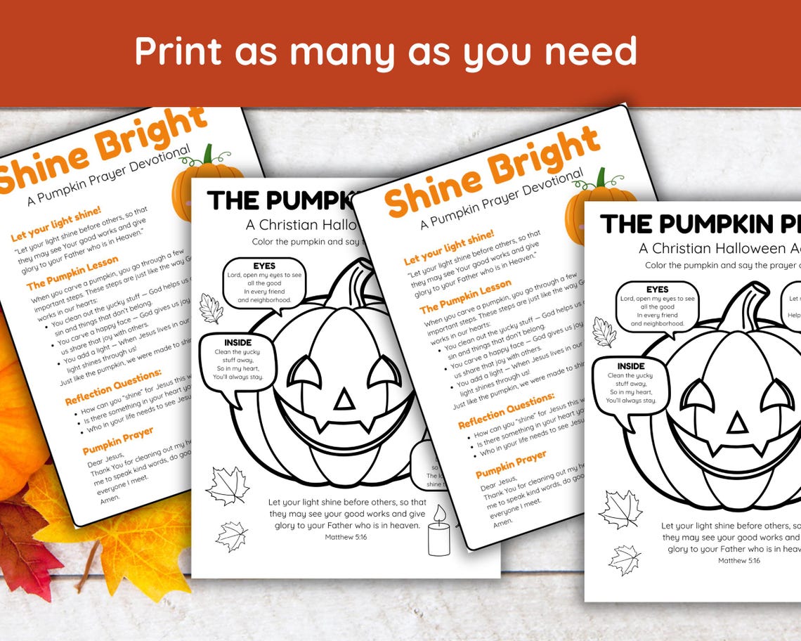 Pumpkin Prayer Craft, Christian Halloween Pumpkin Carving, Sunday ...