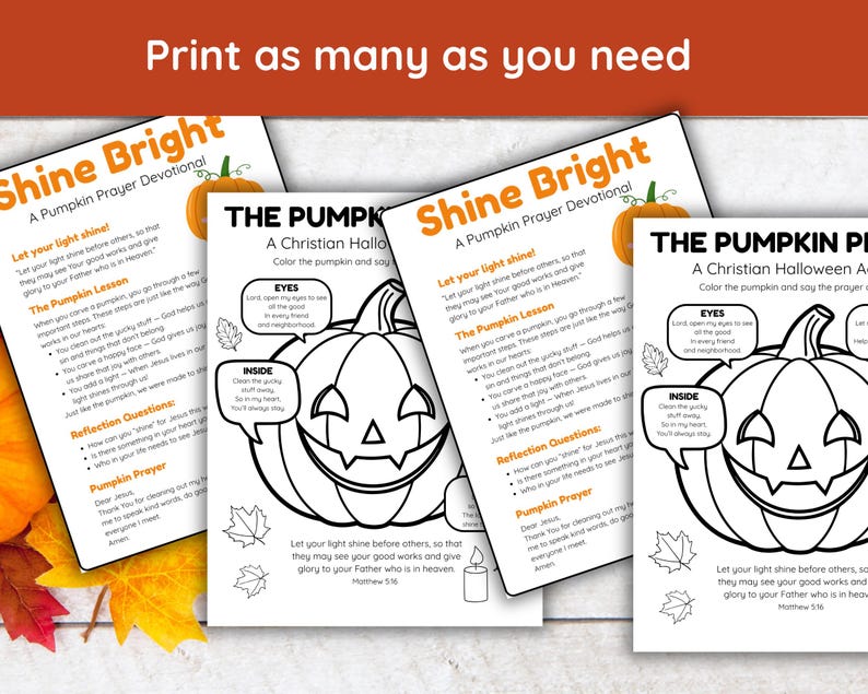 Pumpkin Prayer Craft, Christian Halloween Pumpkin Carving, Sunday ...