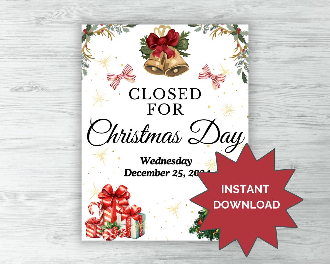 Closed for Christmas Sign, Closed for the Holidays Sign, Holiday Closed ...