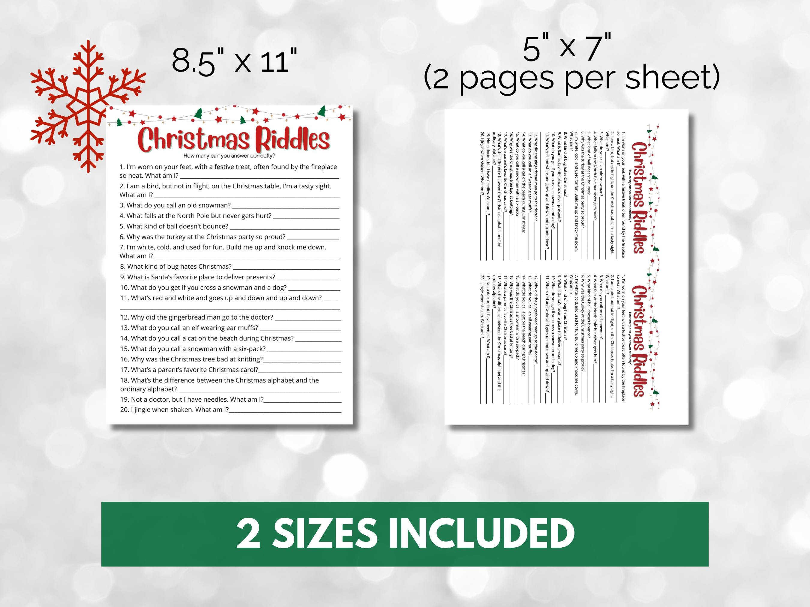 Christmas Riddles Who Am I, Printable Christmas Party Game, Kids ...