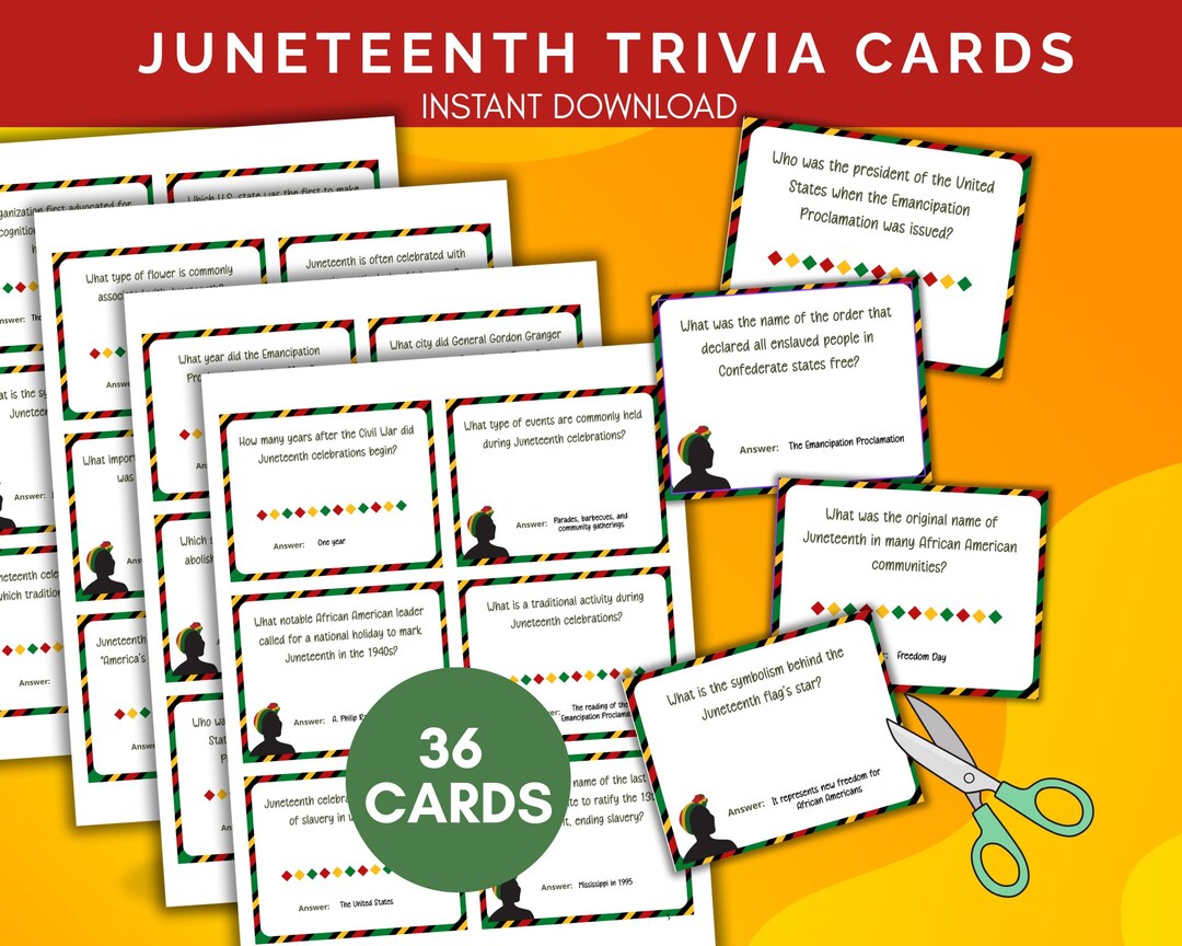 Juneteenth Trivia Cards, Juneteenth Printables, Juneteenth Quiz, Black ...