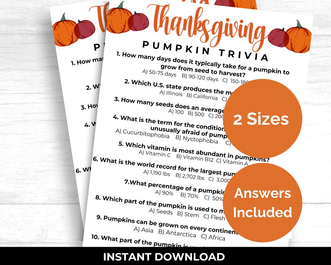 Pumpkin Trivia Games | Thanksgiving Day Games | Thanksgiving Day Trivia ...