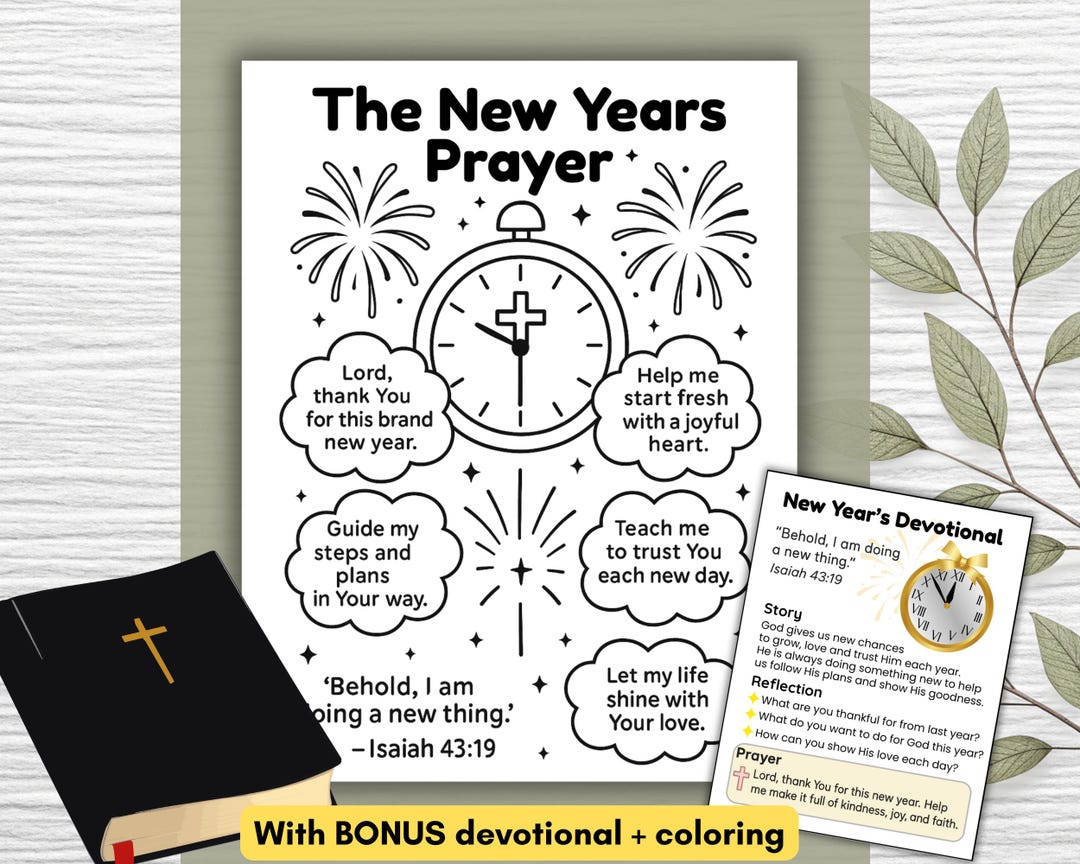 New Years Christian Preschool Craft, Printable New Years Prayer, New ...