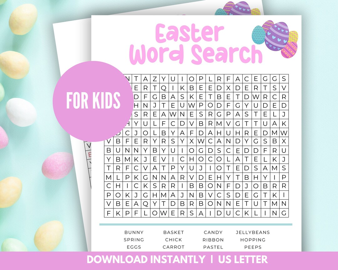 Kids Easter Wordsearch | Easter Printable Game | Easter Word Search for ...