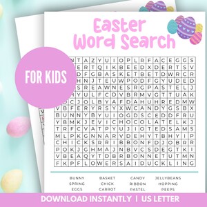 Kids Easter Wordsearch | Easter Printable Game | Easter Word Search for ...