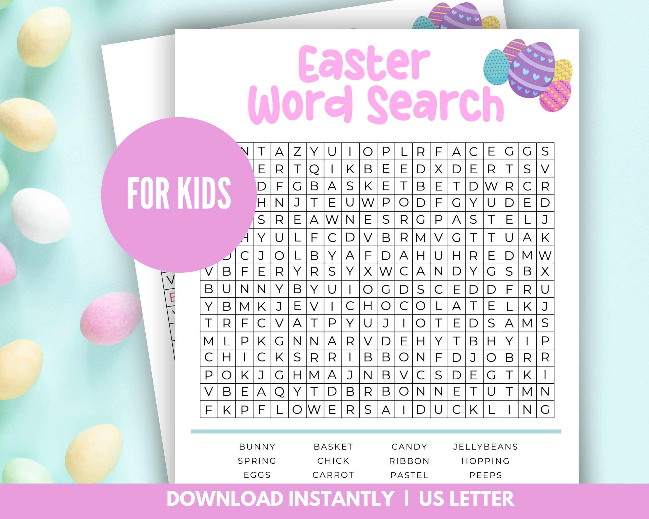 Kids Easter Wordsearch Easter Printable Game Easter Word Search for ...