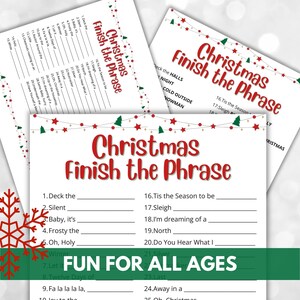 Christmas Finish the Phrase, Christmas Party Game, Christmas Party ...