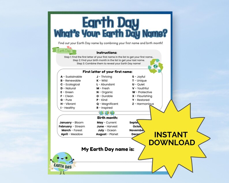 Earth Day Printable, Earth Day Activity, Earth Day Games, Earth Day ...