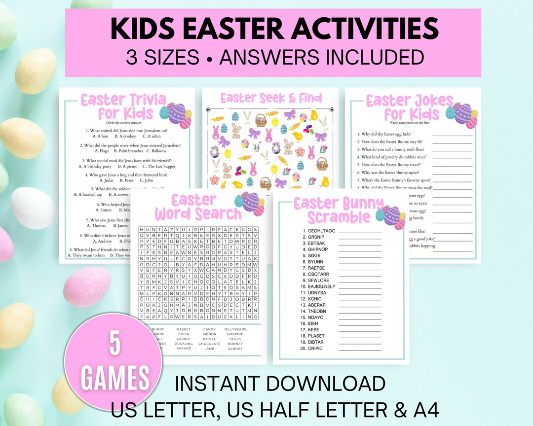 Easter Activity Packet Easter Bundle Printable A4 Kids Easter Games ...