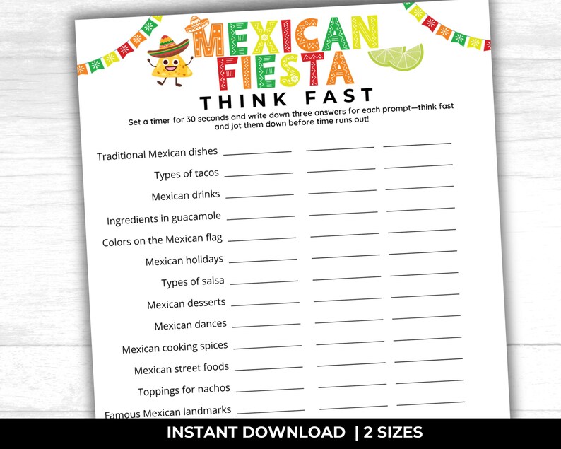 Mexican Fiesta Trivia Games, Taco Party Games, Fiesta Games, Fiesta ...