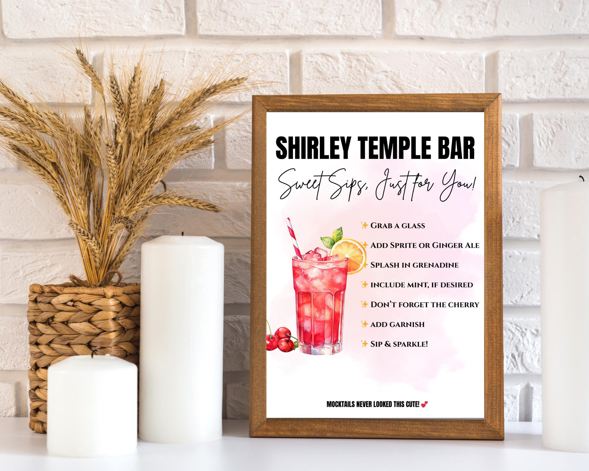 Shirley Temple Bar Sign, Shirley Temple Sign, Soda Bar Sign, Signature ...