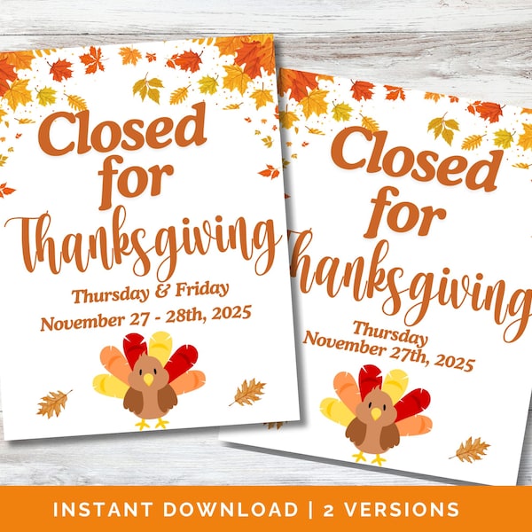 Thanksgiving Store Hours Sign - Etsy