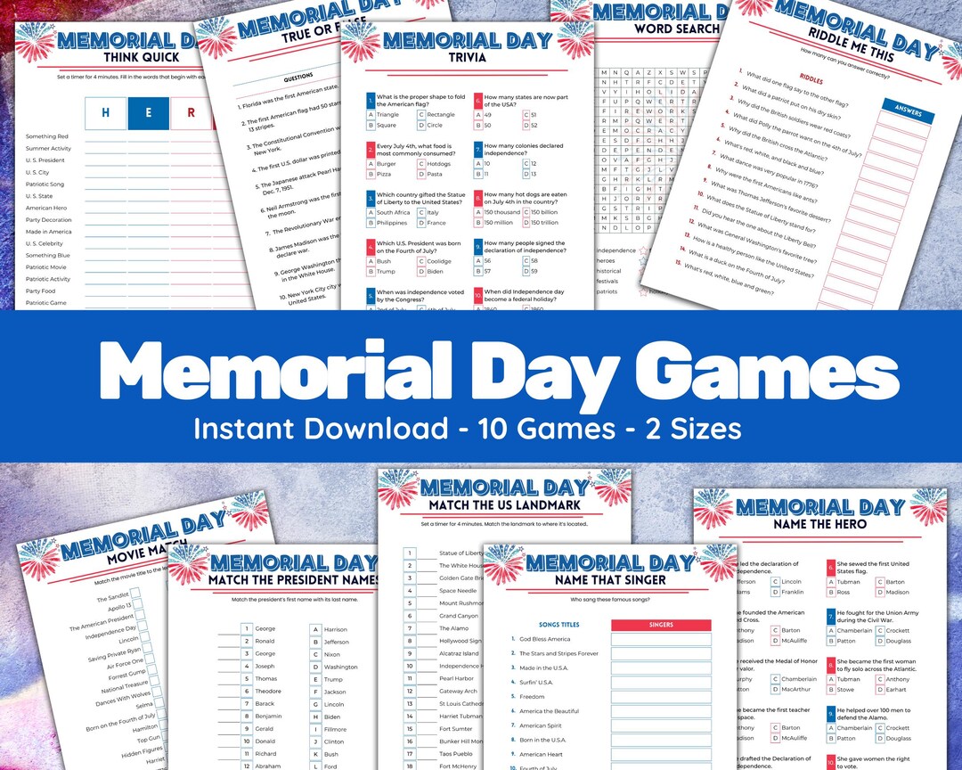 Memorial Day Games for the Office, Memorial Day Trivia, Office Party ...