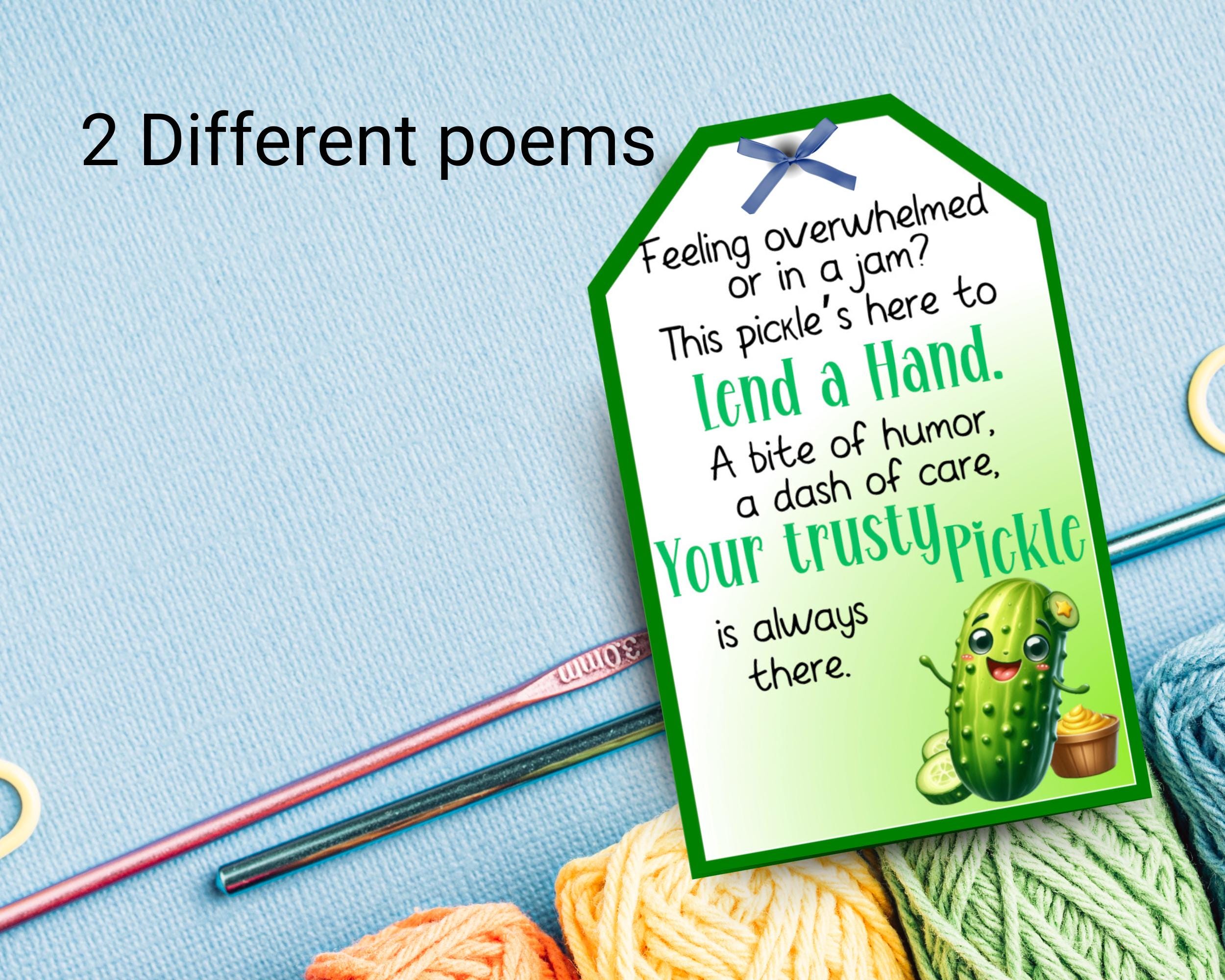 Emotional Support Pickle Tags, Crochet Pickle Tag, Positive Pickle Tag ...