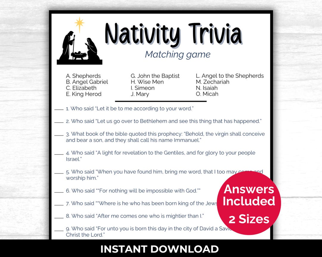 Nativity Trivia, Christian Christmas Trivia, Nativity Games Womens ...