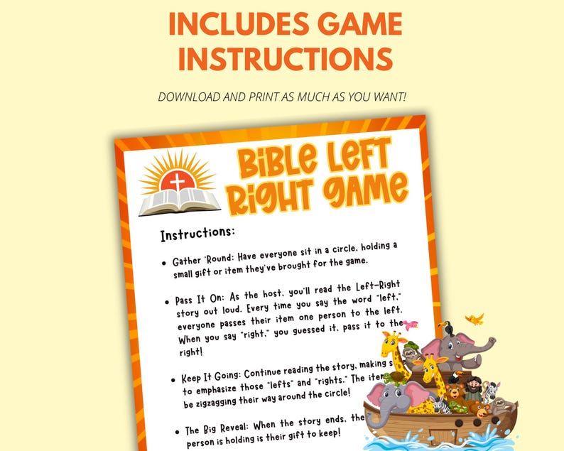 Left and Right Bible Game, Bible Left Right Game, Church Left Right ...