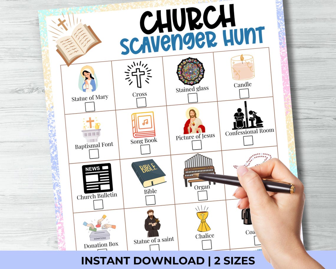 Church Scavenger Hunt Printable, Church Scavenger Hunt for Kids ...