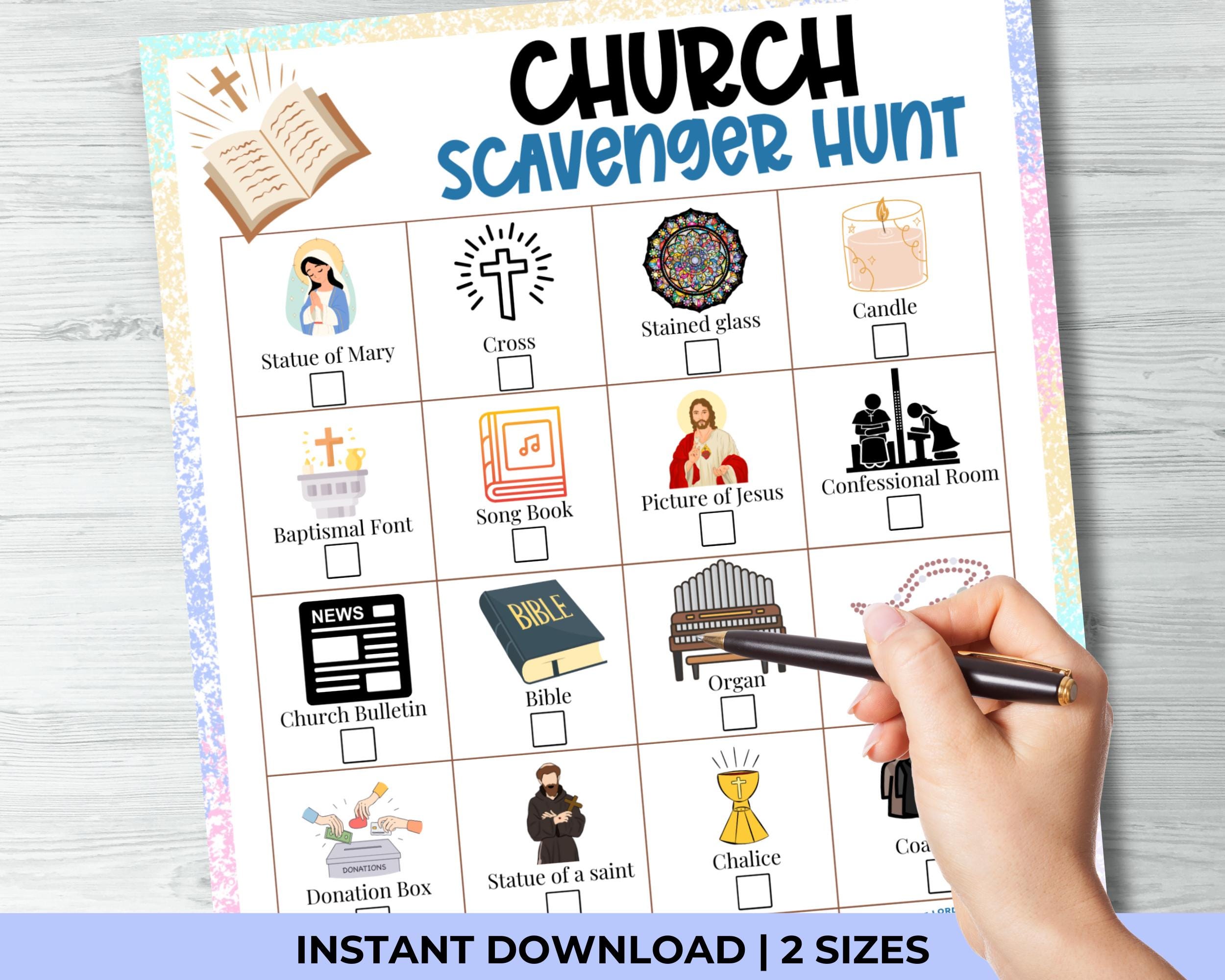 Church Scavenger Hunt Printable, Church Scavenger Hunt for Kids ...