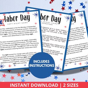 Labor Day Left Right Game Printable Patriotic Games - Etsy