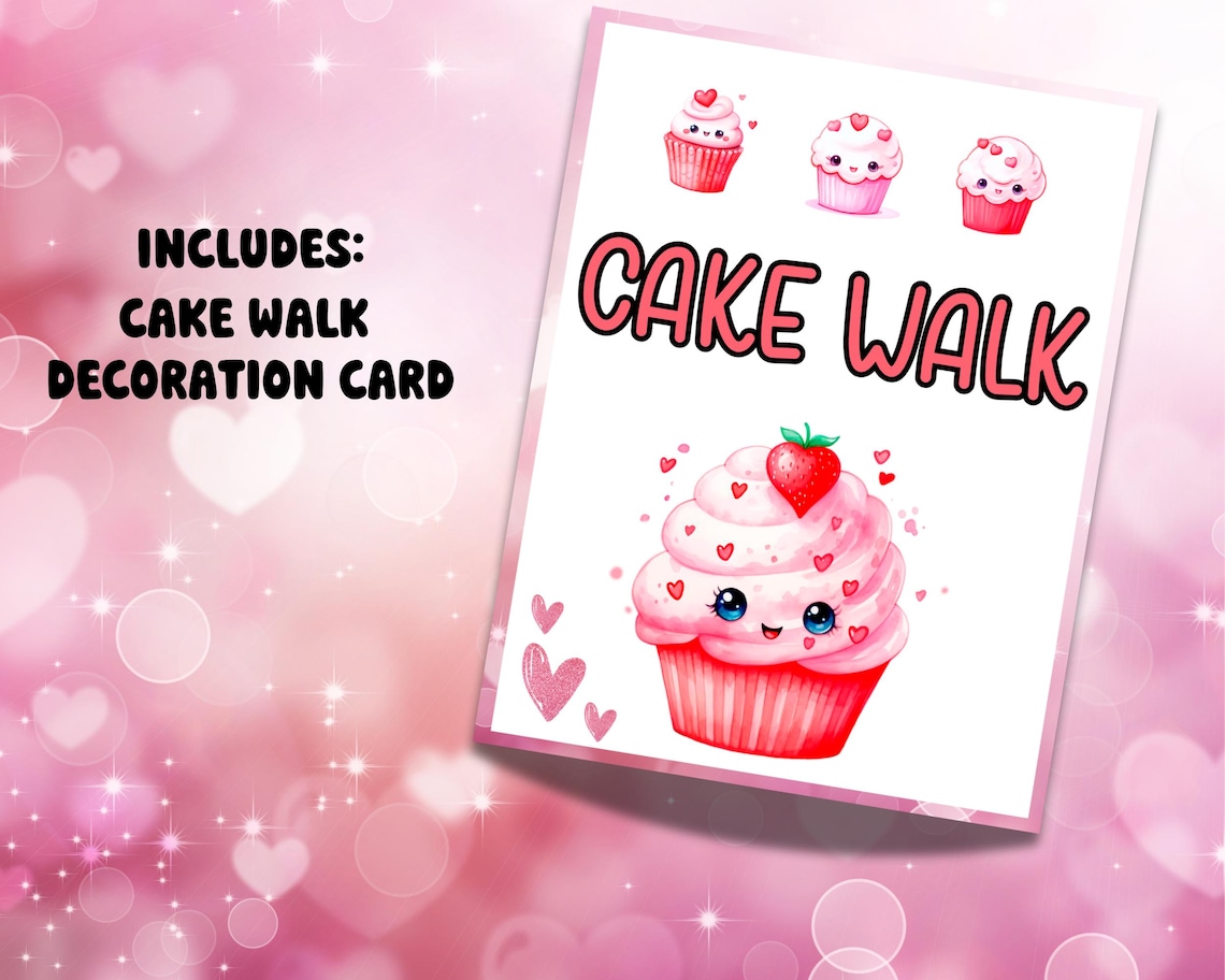 Valentines Cake Walk Game, Cake Walk Printable, Cupcake Walk, Holiday ...