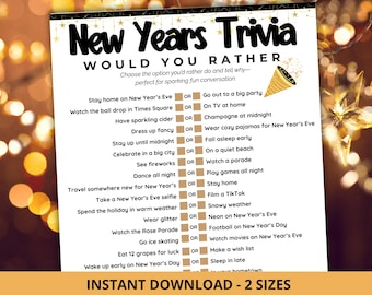 New Years Would You Rather, NYE Games, New Years Eve Game Printable ...
