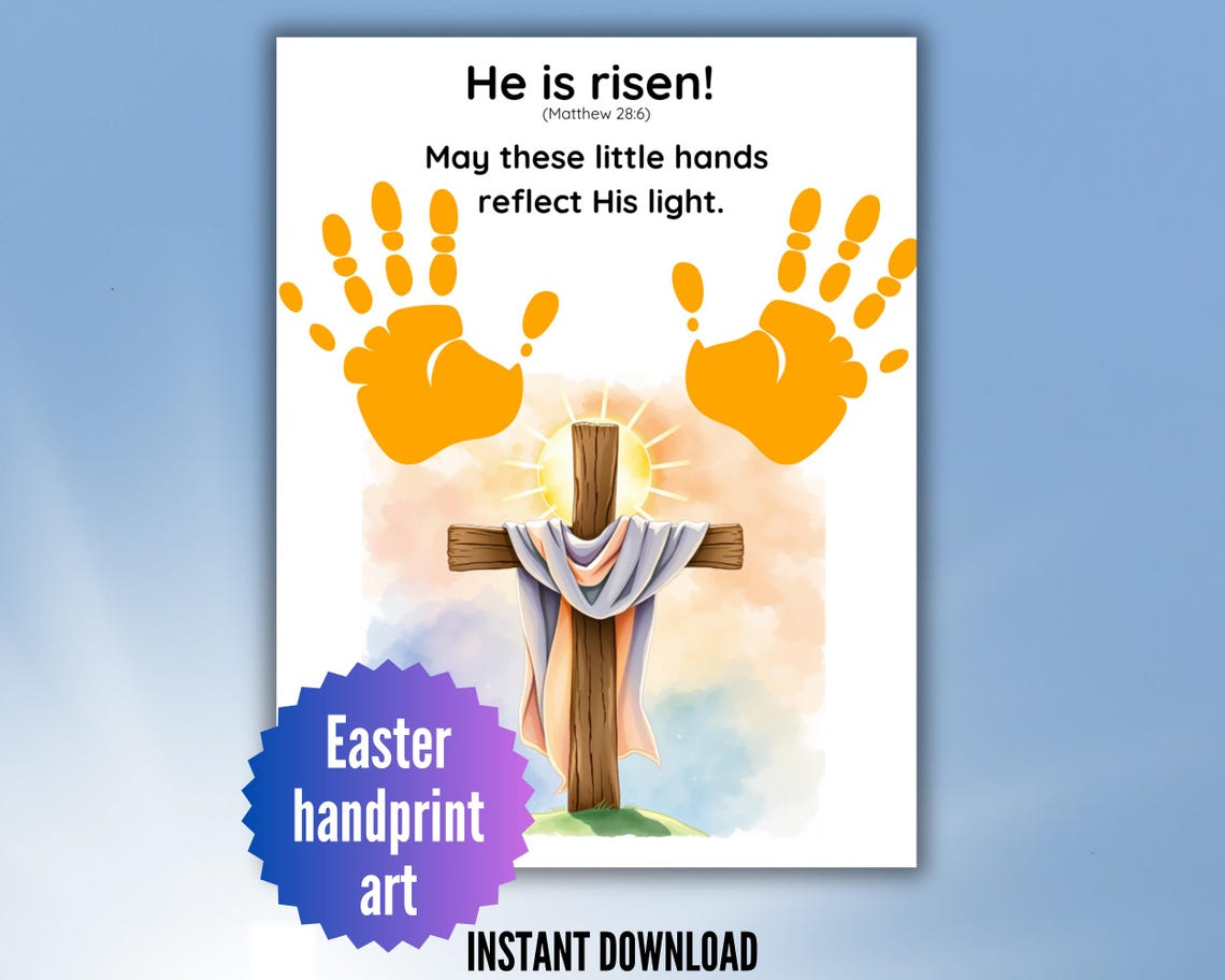 He is Risen Handprint, Easter Handprint Cross, Easter Handprint Art ...