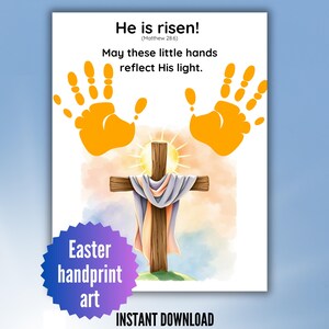 He is Risen Handprint, Easter Handprint Cross, Easter Handprint Art ...
