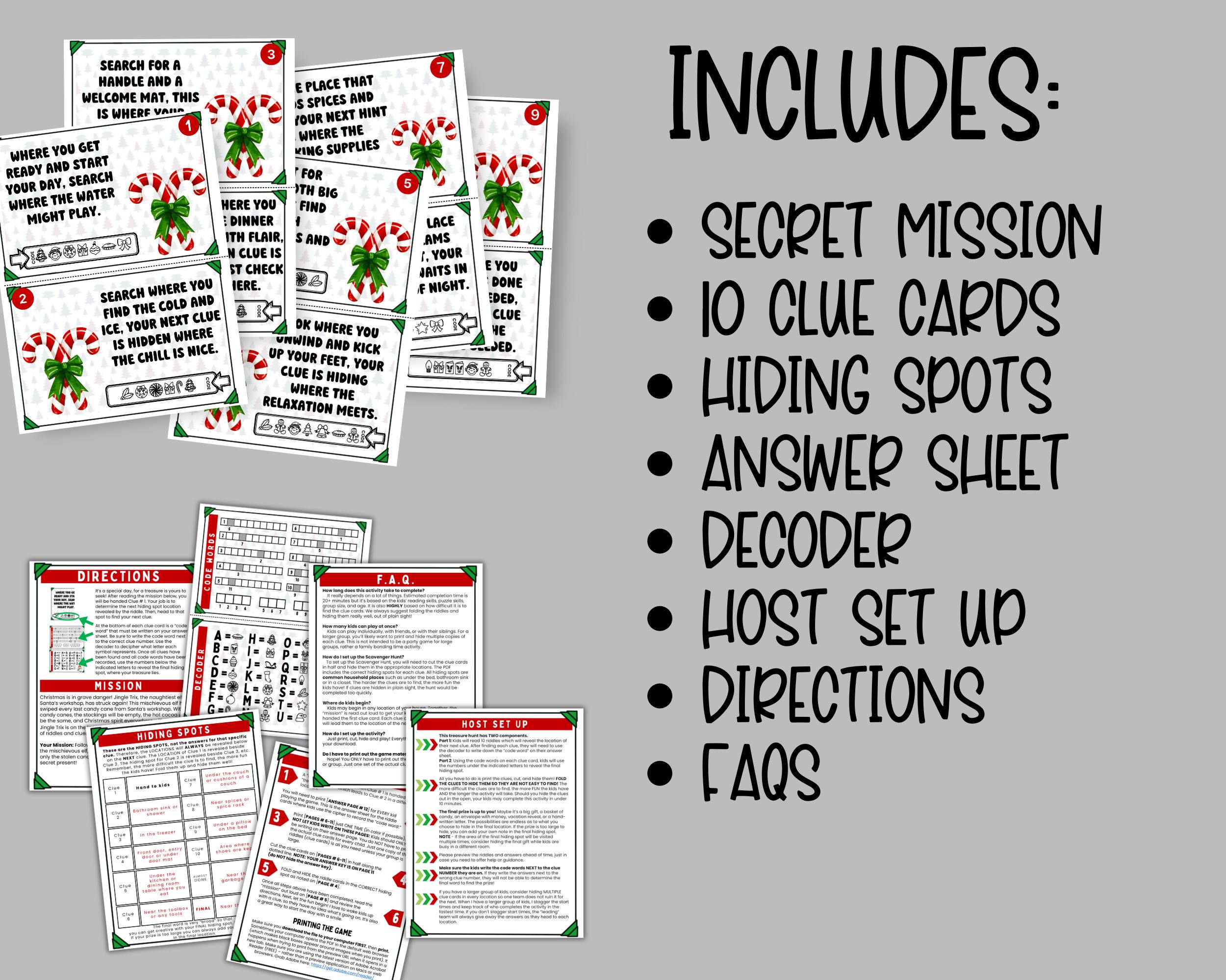 Candy Cane Scavenger Hunt Christmas, Indoor Christmas Scavenger Hunt ...