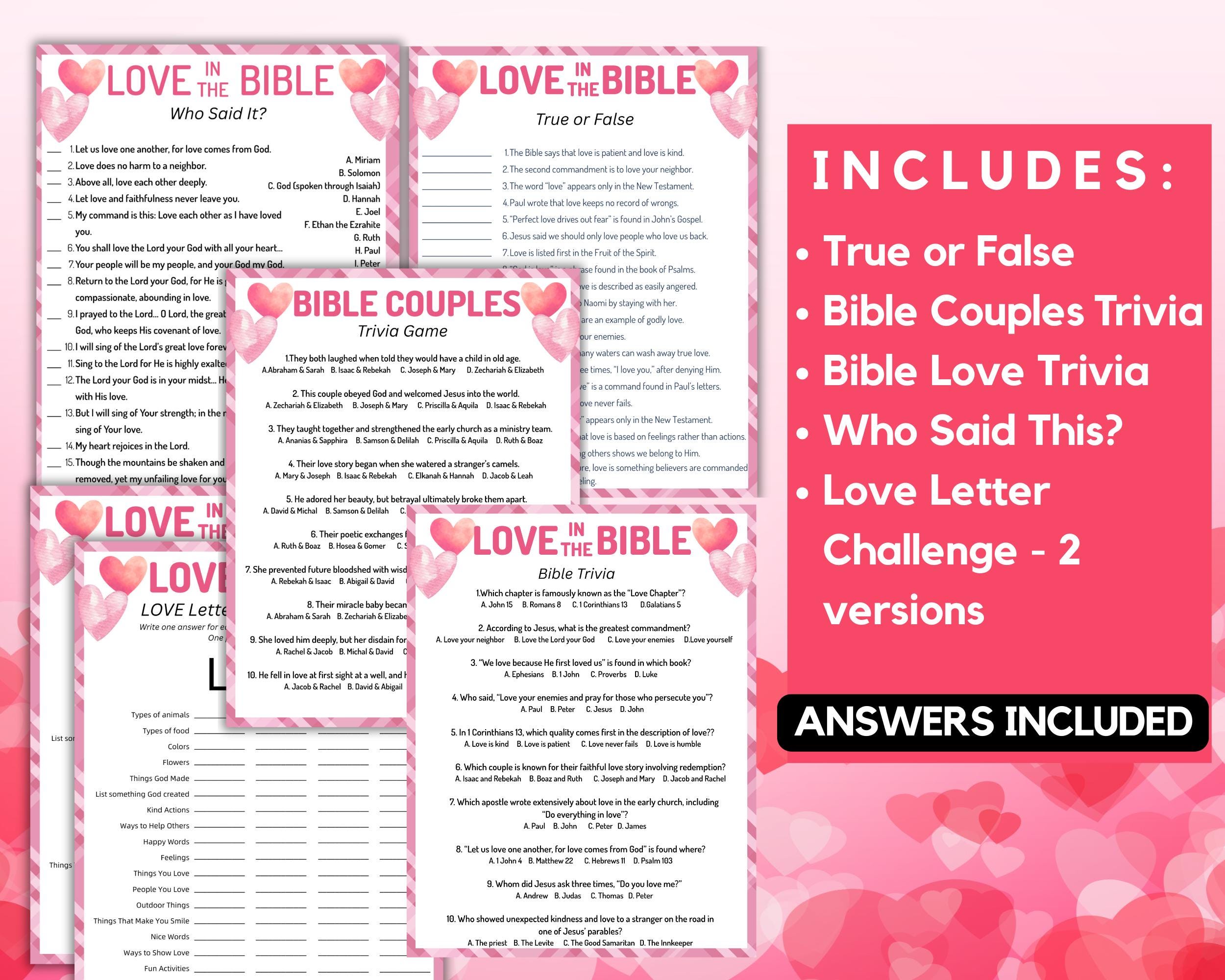 Valentines Day Bible Trivia Games, Christian Valentines Trivia Game ...