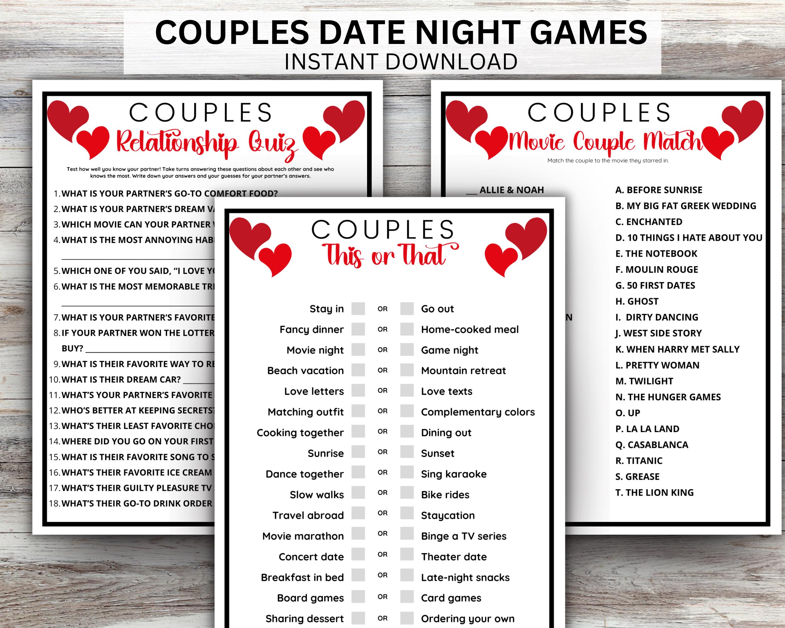 Couples Games Printable Date Night Games for Adults, Clean Couples Games, Couple Game Bundle ...