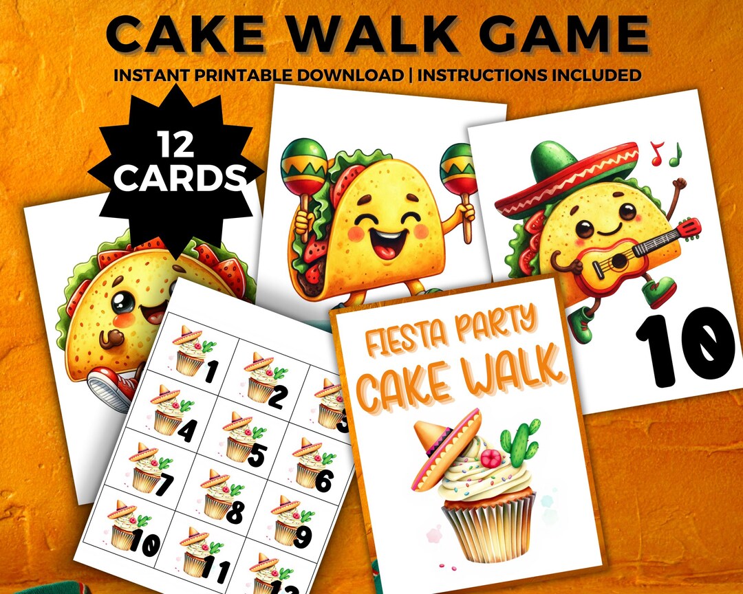 Taco Party Games, Printable Cake Walk Game, Slumber Party Games, Cinco ...