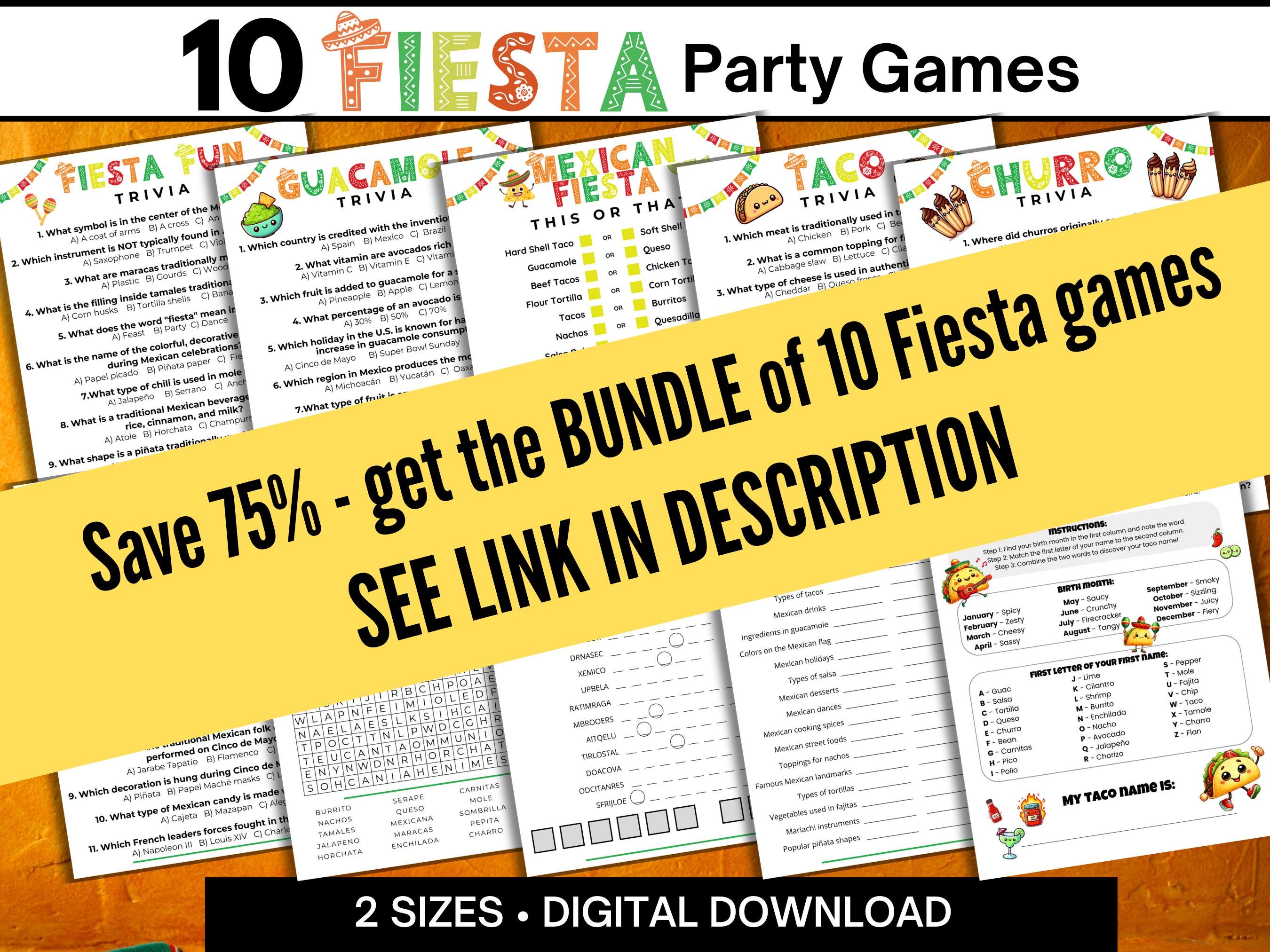 Taco Trivia, Mexican Party Games, Taco Party Games, Fiesta Games ...