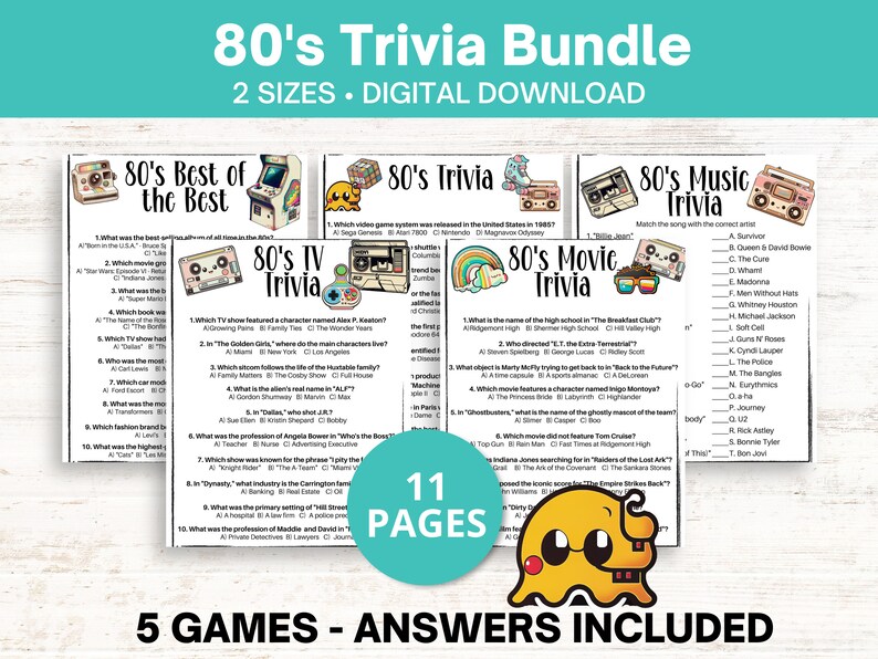 80s Trivia Bundle | 80s Music Trivia | 80s Party Trivia | 80s Movie ...