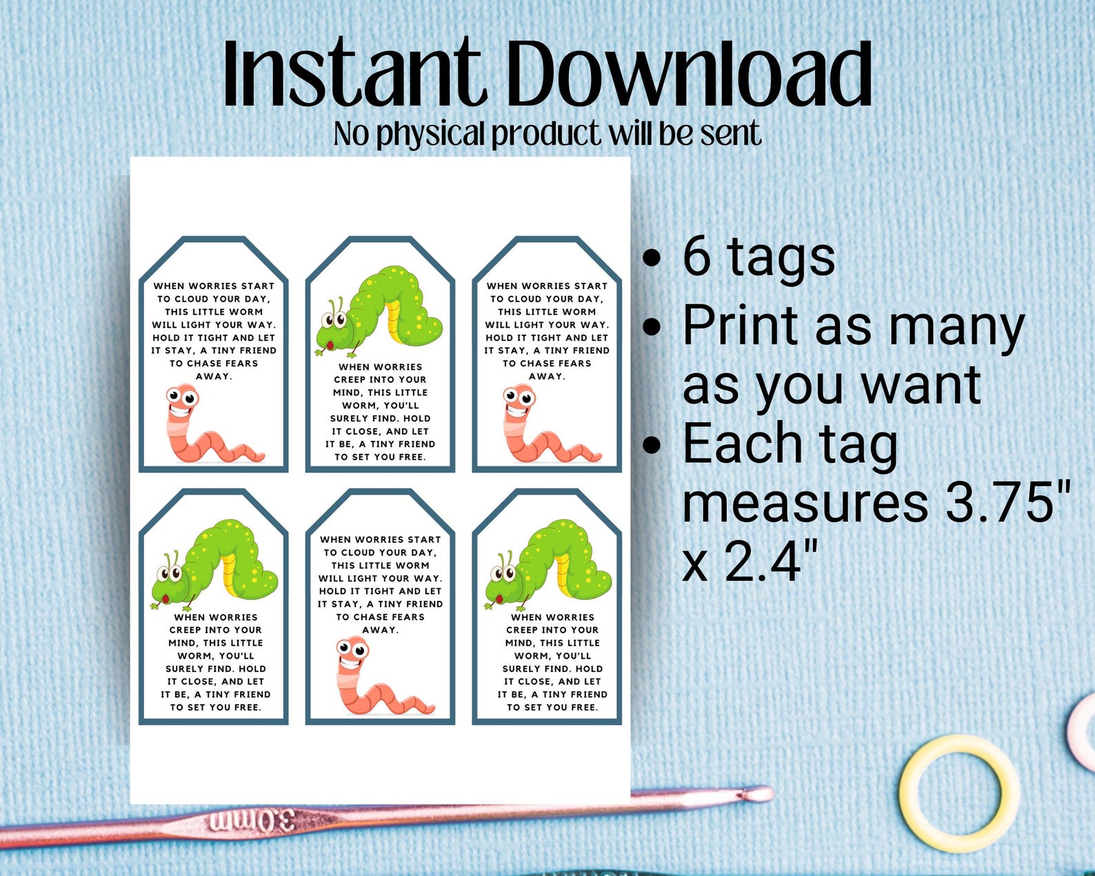 Worry Worm Poem Tag Printable Tag Worry Worm Tag Worry Worm Printable ...