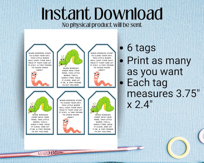 Worry Worm Poem Tag Printable Tag Worry Worm Tag Worry Worm Printable ...