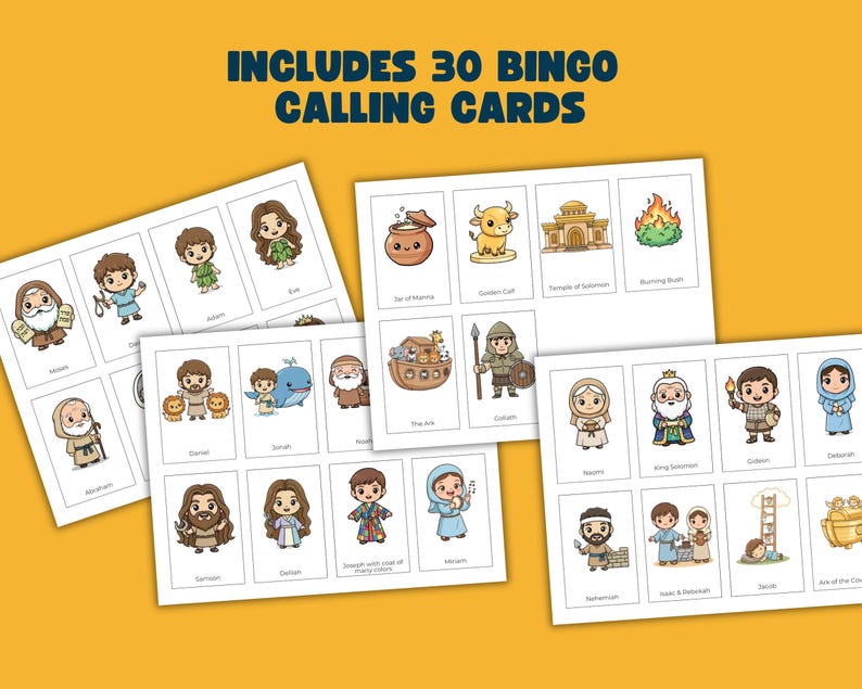 Old Testament Bible Bingo, Bible Character Bingo, Bible Games for Kids ...