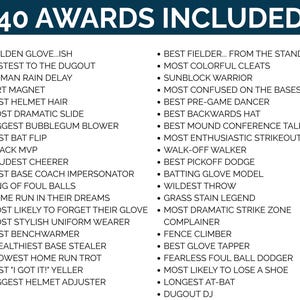 Funny Baseball Awards, Baseball Certificate, Funny Team Awards, Funny ...