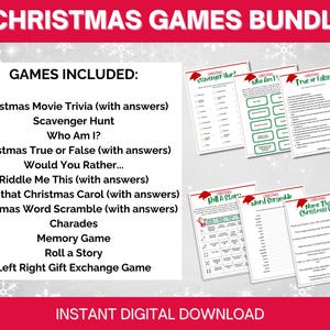 Printable Christmas Game Bundle for Kids Christmas Party Game Holiday ...