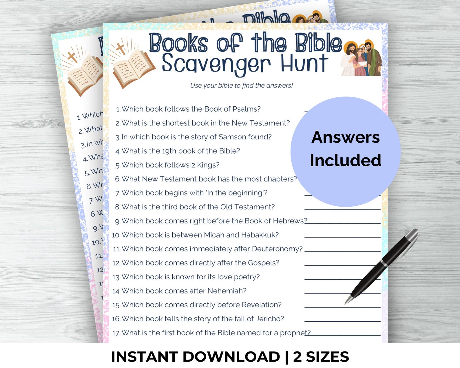 Books of the Bible Scavenger Hunt Bible Trivia Scavenger Hunt Bible ...