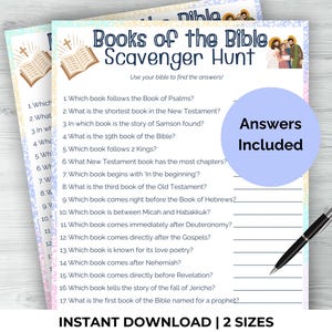 Books of the Bible Scavenger Hunt Bible Trivia Scavenger Hunt Bible ...