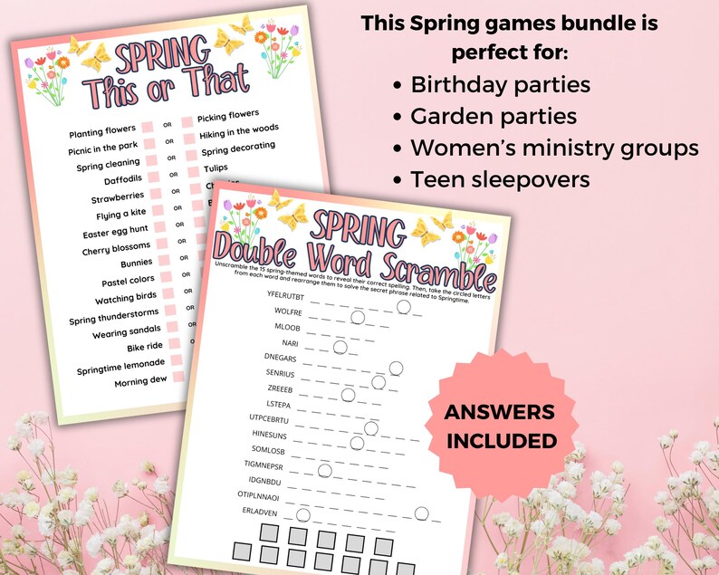 Spring Trivia Games, Spring Word Games, Seniors Spring Games, Spring ...